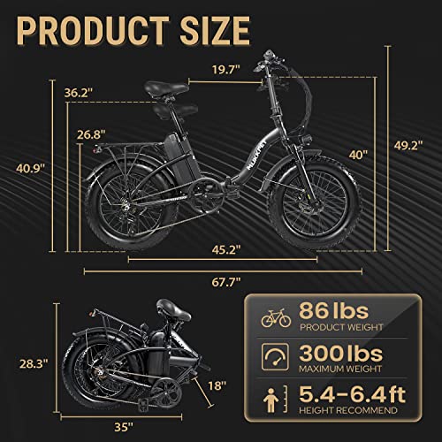 Mukkpet GM/GL Series Ebike, Folding Electric Bike 500W Brushless Motor 48V 13AH Removable Battery 20'' 4.0''All Terrain Fat Tire Full Shock Absorption Electric Bike for Adults