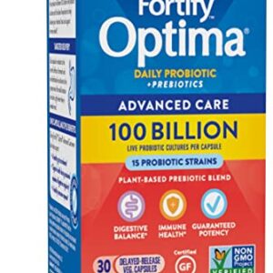 Nature’s Way Fortify Optima Daily Probiotic, 100 Billion, 15 Strains, Digestive & Immune Support*, with Prebiotics, 30 Capsules