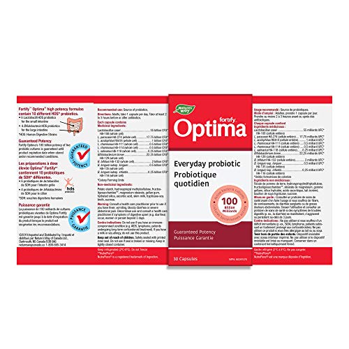 Nature’s Way Fortify Optima Daily Probiotic, 100 Billion, 15 Strains, Digestive & Immune Support*, with Prebiotics, 30 Capsules