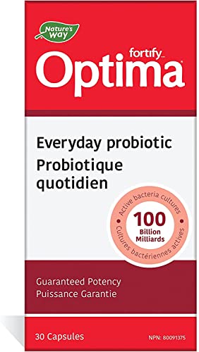 Nature’s Way Fortify Optima Daily Probiotic, 100 Billion, 15 Strains, Digestive & Immune Support*, with Prebiotics, 30 Capsules