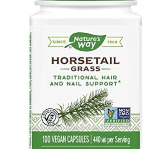 Natures Way Horsetail Grass 400 Milligrams, 100 Vegetarian Capsules. Pack of 3 Bottles