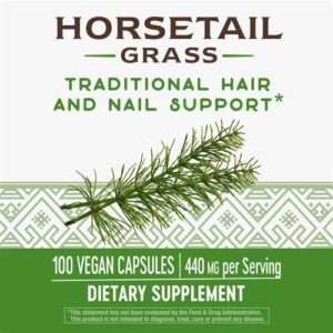 Natures Way Horsetail Grass 400 Milligrams, 100 Vegetarian Capsules. Pack of 3 Bottles