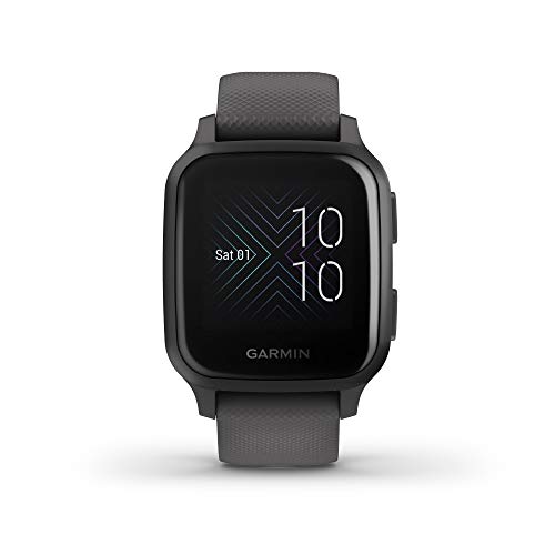 Garmin 010-02427-00 Venu Sq, GPS Smartwatch with Bright Touchscreen Display, Up to 6 Days of Battery Life, Slate Aluminum Bezel with Shadow Gray Case and Silicone Band, Slate Band