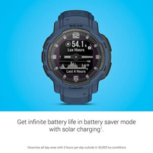 Garmin Instinct Crossover Solar, Rugged Hybrid Smartwatch with Solar Charging Capabilities, Analog Hands and Digital Display, Tidal Blue