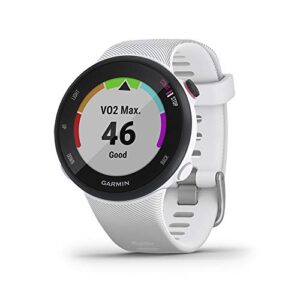 garmin forerunner 45s, 39mm easy-to-use gps running watch with coach free training plan support, white