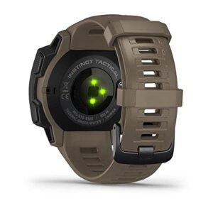 Garmin 010-02064-71 Instinct Tactical, Rugged GPS Watch, Tactical Specific Features, Constructed to U.S. Military Standard 810G for Thermal, Shock and Water Resistance, Tan