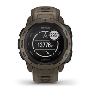 Garmin 010-02064-71 Instinct Tactical, Rugged GPS Watch, Tactical Specific Features, Constructed to U.S. Military Standard 810G for Thermal, Shock and Water Resistance, Tan