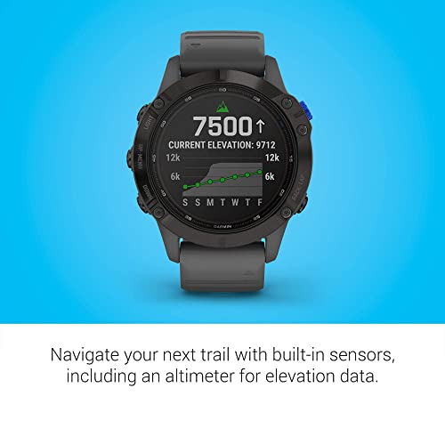 Garmin Fenix 6 Pro Solar (GPS,1.4 inches) Solar-Powered Multisport, Advanced Training Features and Data, Black with Slate Gray Band (Renewed)