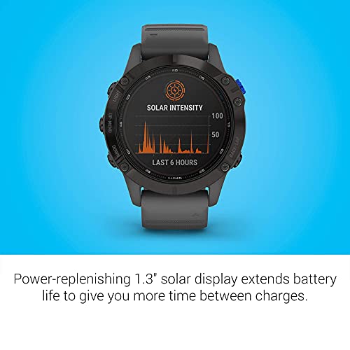 Garmin Fenix 6 Pro Solar (GPS,1.4 inches) Solar-Powered Multisport, Advanced Training Features and Data, Black with Slate Gray Band (Renewed)