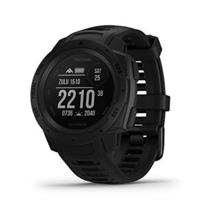 garmin instinct tactical, rugged gps watch, tactical specific features, constructed to u.s. military standard 810g for thermal, shock and water resistance, black