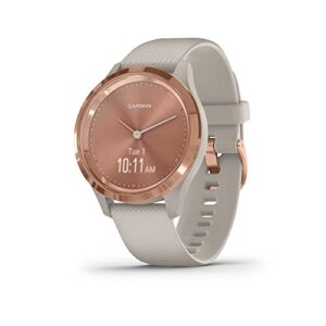 garmin hybrid smartwatch with real watch hands and hidden color touchscreen displays,sleep monitor rose gold with light sand case and band, 39mm, 010-02238-02