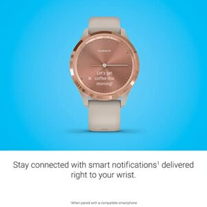 Garmin Hybrid Smartwatch with Real Watch Hands and Hidden Color Touchscreen Displays,Sleep Monitor rose gold with light sand case and band, 39mm, 010-02238-02