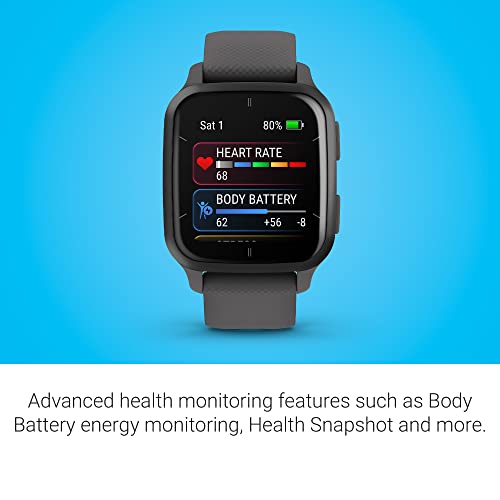 Garmin Venu® Sq 2 GPS Smartwatch, All-Day Health Monitoring, Long-Lasting Battery Life, AMOLED Display, Slate and Shadow Gray