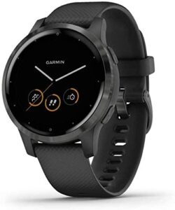 garmin 010-n2172-11 vivoactive 4s gps smartwatch, slate stainless steel bezel with black case and silicone band (renewed)