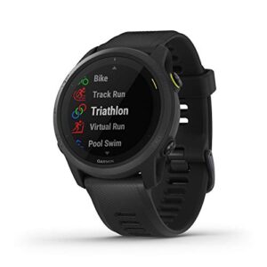 garmin forerunner 745, gps running watch, detailed training stats and on-device workouts, essential smartwatch functions, black