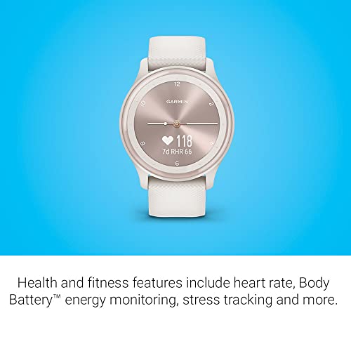 Garmin vivomove Sport, Hybrid Smartwatch, Health and Wellness Features, Touchscreen, White