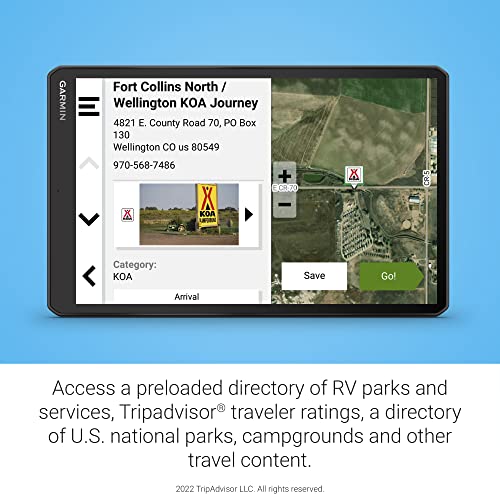 Garmin RV 1095, Extra-Large, Easy-to-Read 10” GPS RV Navigator, Custom RV Routing, High-Resolution Birdseye Satellite Imagery, Directory of RV Parks and Services, Landscape or Portrait View Display