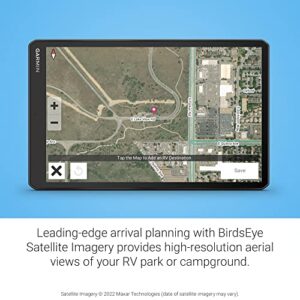 Garmin RV 1095, Extra-Large, Easy-to-Read 10” GPS RV Navigator, Custom RV Routing, High-Resolution Birdseye Satellite Imagery, Directory of RV Parks and Services, Landscape or Portrait View Display