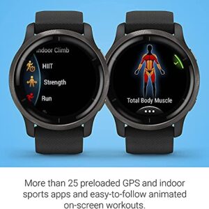 Garmin Venu 2, GPS Smartwatch with Advanced Health Monitoring and Fitness Features, Slate Bezel with Black Case and Silicone Band (Renewed)