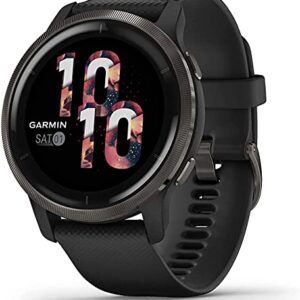 Garmin Venu 2, GPS Smartwatch with Advanced Health Monitoring and Fitness Features, Slate Bezel with Black Case and Silicone Band (Renewed)