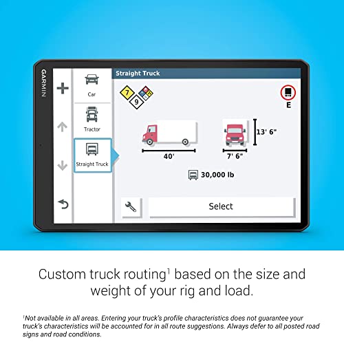 Garmin dēzl OTR1000, 10-inch GPS Truck Navigator, Easy-to-read Touchscreen Display, Custom Truck Routing and Load-to-dock Guidance (Renewed)