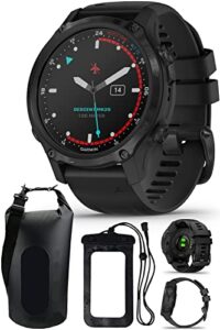 garmin descent mk2s (carbon gray dlc/black) gps divers computer watch diver’s bundle | includes playbetter dry bag set | wrist-based hr, 6 dive modes, abc sensors | diving smartwatch | 010-02403-06