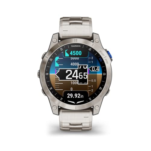 Garmin D2™ Mach 1, Touchscreen Aviator Smartwatch with GPS Moving Map, Aviation Weather, Health and Wellness Features and More, Vented Titanium Bracelet