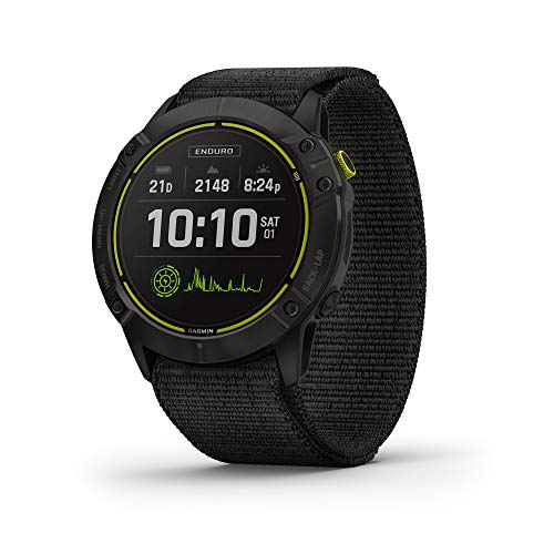 Garmin Enduro, Ultraperformance Multisport GPS Watch with Solar Charging Capabilities, Battery Life Up to 80 Hours in GPS Mode, Carbon Gray DLC Titanium with Black UltraFit Nylon Band