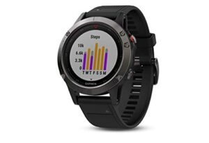 garmin fēnix 5, premium and rugged multisport gps smartwatch, slate gray/black band, 47 mm