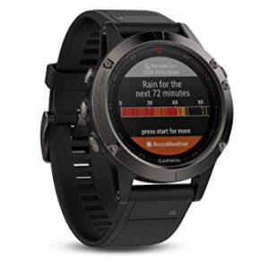 Garmin fēnix 5, Premium and Rugged Multisport GPS Smartwatch, Slate Gray/Black Band, 47 MM