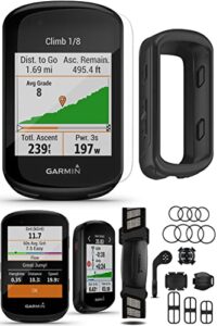 garmin edge 530 (sensor bundle) gps bike computer with hrm, speed/cadence sensors, silicone case (black) & tempered glass | cycle maps, vo2 max, popularity routing | cycling computer | 010-02060-10