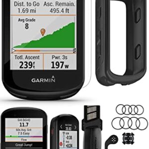 Garmin Edge 530 (Sensor Bundle) GPS Bike Computer with HRM, Speed/Cadence Sensors, Silicone Case (Black) & Tempered Glass | Cycle Maps, VO2 Max, Popularity Routing | Cycling Computer | 010-02060-10