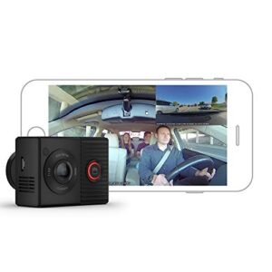 garmin dash cam tandem, front and rear dual-lens dash camera with interior night vision, two 180-degree lenses, front-facing lens with 1440p, interior-facing lens with 720p