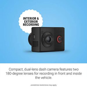 Garmin Dash Cam Tandem, Front and Rear Dual-lens Dash Camera With Interior Night Vision, Two 180-degree Lenses, Front-Facing Lens with 1440p, Interior-Facing Lens with 720p