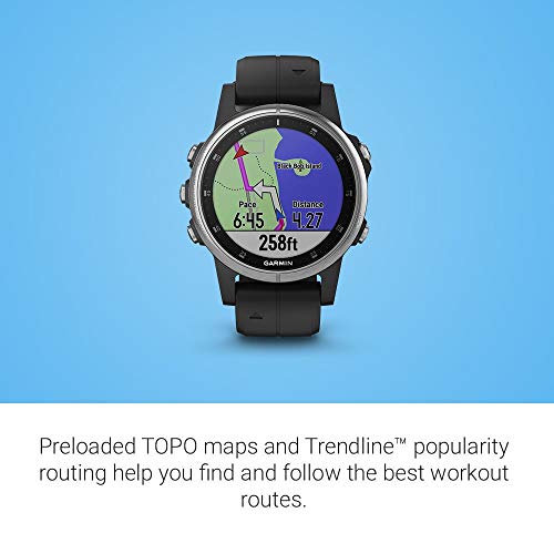 Garmin fēnix 5 Plus, Premium Multisport GPS Smartwatch, features Color Topo Maps, Heart Rate Monitoring, Music and Pay, Black/Silver (Renewed)