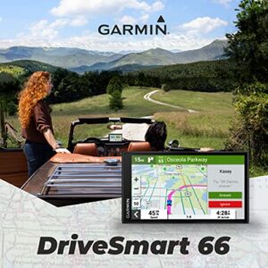 Garmin DriveSmart 66, 6-inch Car GPS Navigator with Bright, Crisp High-Res Maps and Voice Assist with Wearable4U Power Pack Bundle