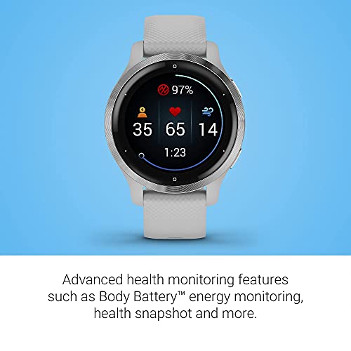 Garmin Venu 2S, Smaller-Sized GPS Smartwatch with Advanced Health Monitoring and Fitness Features, Silver Bezel with Light Gray Case and Silicone Band, (010-02429-02) (Renewed)