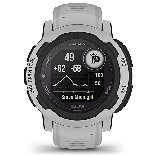 Garmin 010-02627-11 Instinct 2 Solar 45mm GPS Smartwatch Mist Gray Bundle with Premium 2YR CPS Enhanced Protection Pack