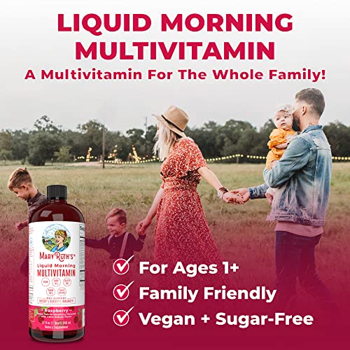 Multivitamin Multimineral for Women & Men by MaryRuth's | No Added Sugar | Vegan Liquid Vitamins for Adults & Kids | Immune Support, Bone Health, Energy Drink | Raspberry Flavor | 32 Fl Oz