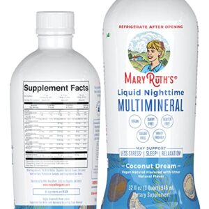 maryruth organics nighttime liquid multimineral supplement | sugar free | natural sleep support for adults & kids | magnesium, calcium & msm | coconut flavor | vegan | gluten free | 32 servings