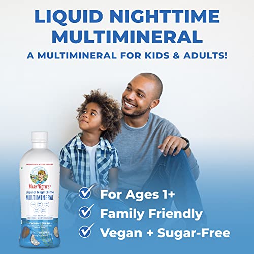 MaryRuth Organics Nighttime Liquid Multimineral Supplement | Sugar Free | Natural Sleep Support for Adults & Kids | Magnesium, Calcium & MSM | Coconut Flavor | Vegan | Gluten Free | 32 Servings