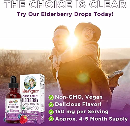 Elderberry Syrup by MaryRuth's | USDA Organic | Black Elderberry Liquid Drops for Immune Support | Sambucus Elderberry for Overall Health | Vegan | Non-GMO | Gluten Free | 30 Servings