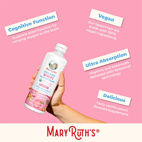 MaryRuth's Multivitamin for Women | USDA Organic | Sugar Free Womens Multivitamin | Liquid Vitamins for Women | Immune Support Liquid Liposomal | Cognitive Health & Mood Balance | Vegan | 15.22 Fl Oz