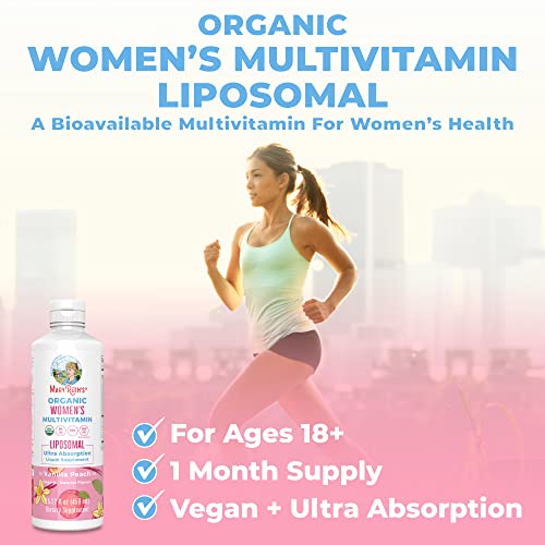 MaryRuth's Multivitamin for Women | USDA Organic | Sugar Free Womens Multivitamin | Liquid Vitamins for Women | Immune Support Liquid Liposomal | Cognitive Health & Mood Balance | Vegan | 15.22 Fl Oz