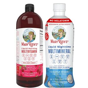 liquid multivitamin & liquid multimineral bundle by maryruth’s | vegan vitamin a, b, c, d3, e & amino acids | vitamins for immune support, digestion, focus & energy | magnesium, calcium & msm supplem