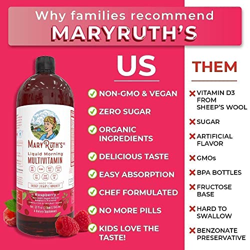 Liquid Multivitamin & Liquid Multimineral Bundle by MaryRuth’s | Vegan Vitamin A, B, C, D3, E & Amino Acids | Vitamins for Immune Support, Digestion, Focus & Energy | Magnesium, Calcium & MSM Supplem