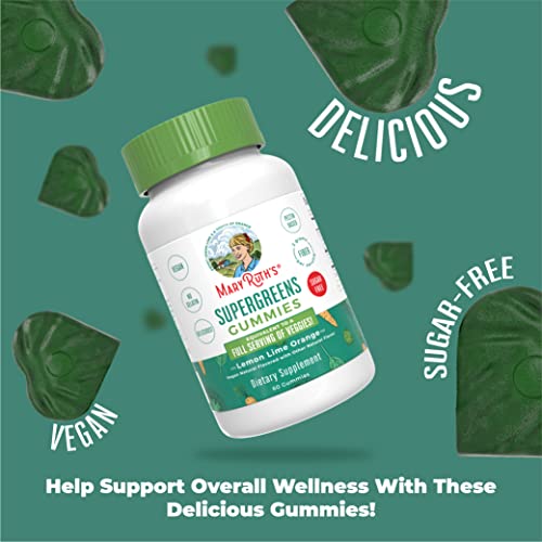 MaryRuth's Super Greens Gummies | Sugar Free | Super Greens Powder in a Gummy | 8 Greens Gummies with a Full Serving of Veggies for Adult & Kids Age 4+ | 2g Fiber Per Serving | Vegan | 60 Count