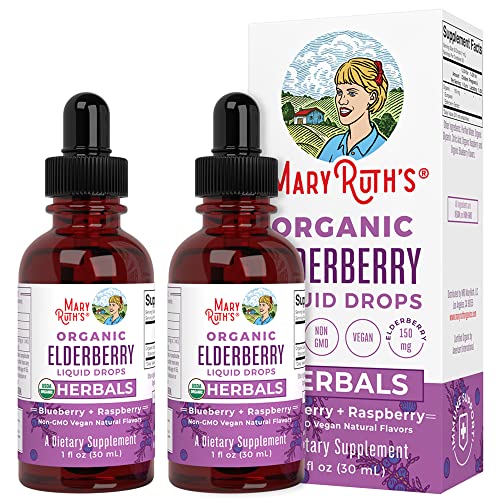 Elderberry Syrup by MaryRuth's | USDA Organic | Black Elderberry Liquid Drops for Immune Support | Sambucus Elderberry for Overall Health | Vegan | Non-GMO | Gluten Free | 30 Servings | 2 Pack