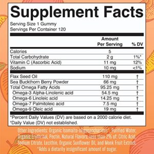 Vegan Omega 3 6 7 9 Gummies by MaryRuth's | Up to 4 Month Supply | Omega 3 Supplement with Flaxseed Oil | Omega 3 Gummies for Heart Health | No Fish Taste | Non-GMO | 120 Count