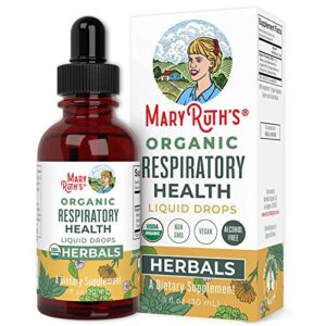 usda organic respiratory health liquid drops with mullein leaf, marshmallow root & elderberry | sinus relief and lung cleanse tonic herbal blend | immune support | non-gmo | vegan | 1 fl oz